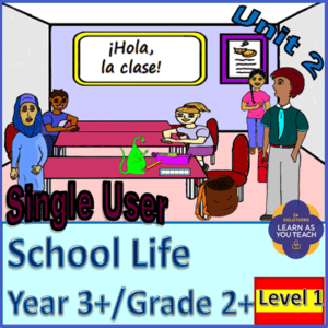 Level 1 School Life Spanish Unit: Interactive Lessons and Supporting ...