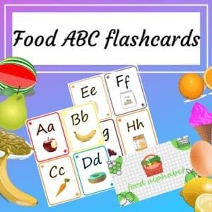 Colorful Alphabet and Food Flashcards for Young Learners and ESL Students