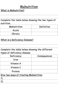 KS3 Biology Scheme of Work on Health and Disease: Obesity, Malnutrition ...