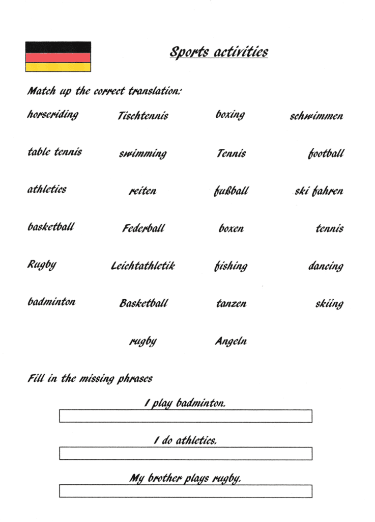 10 Worksheets to Support the KS3 German Syllabus