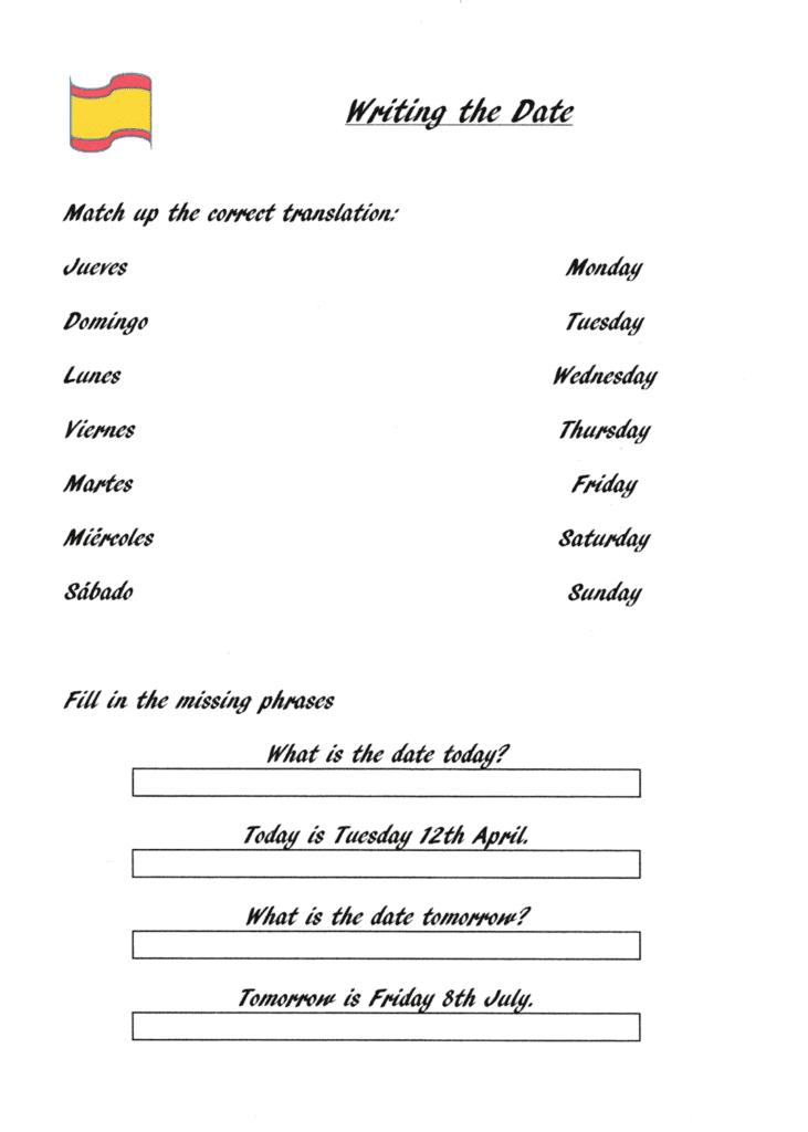 10 Worksheets for KS3 Spanish: Dates, Time, Sports and Hobbies