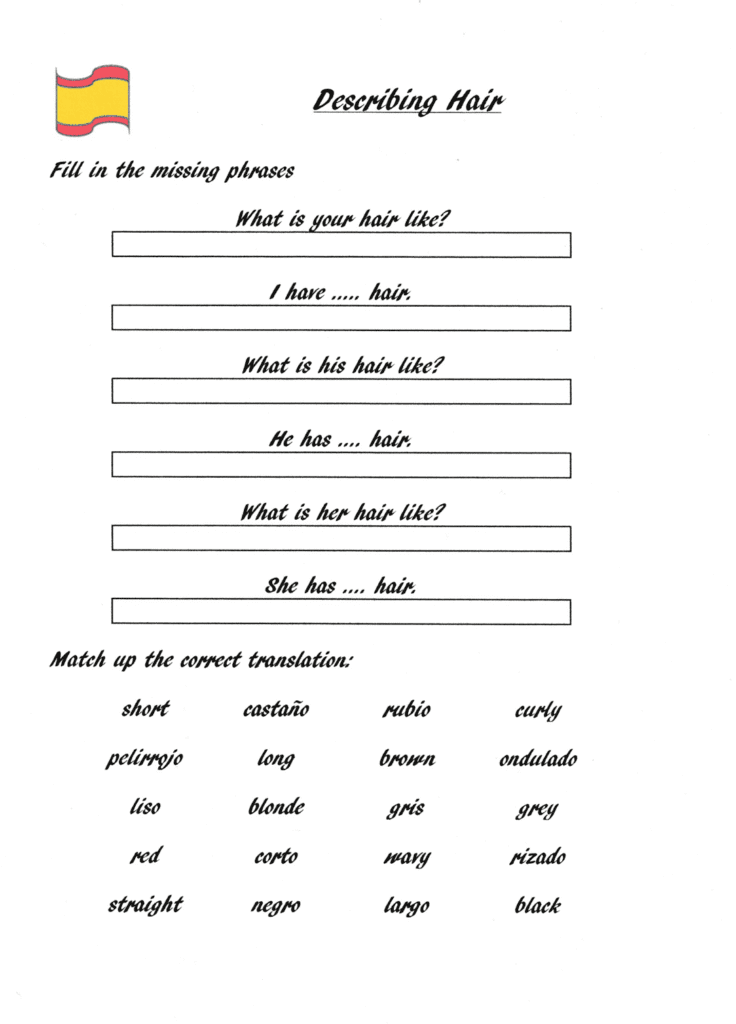 10 KS3 Spanish Worksheets for Describing People and Pets - Including ...