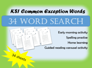 Year 1 and 2 Common Exception Word Searches for Fun Learning
