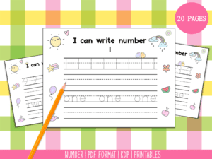 20 Handwriting Practice 1-20 Pages for Kids' Number Writing