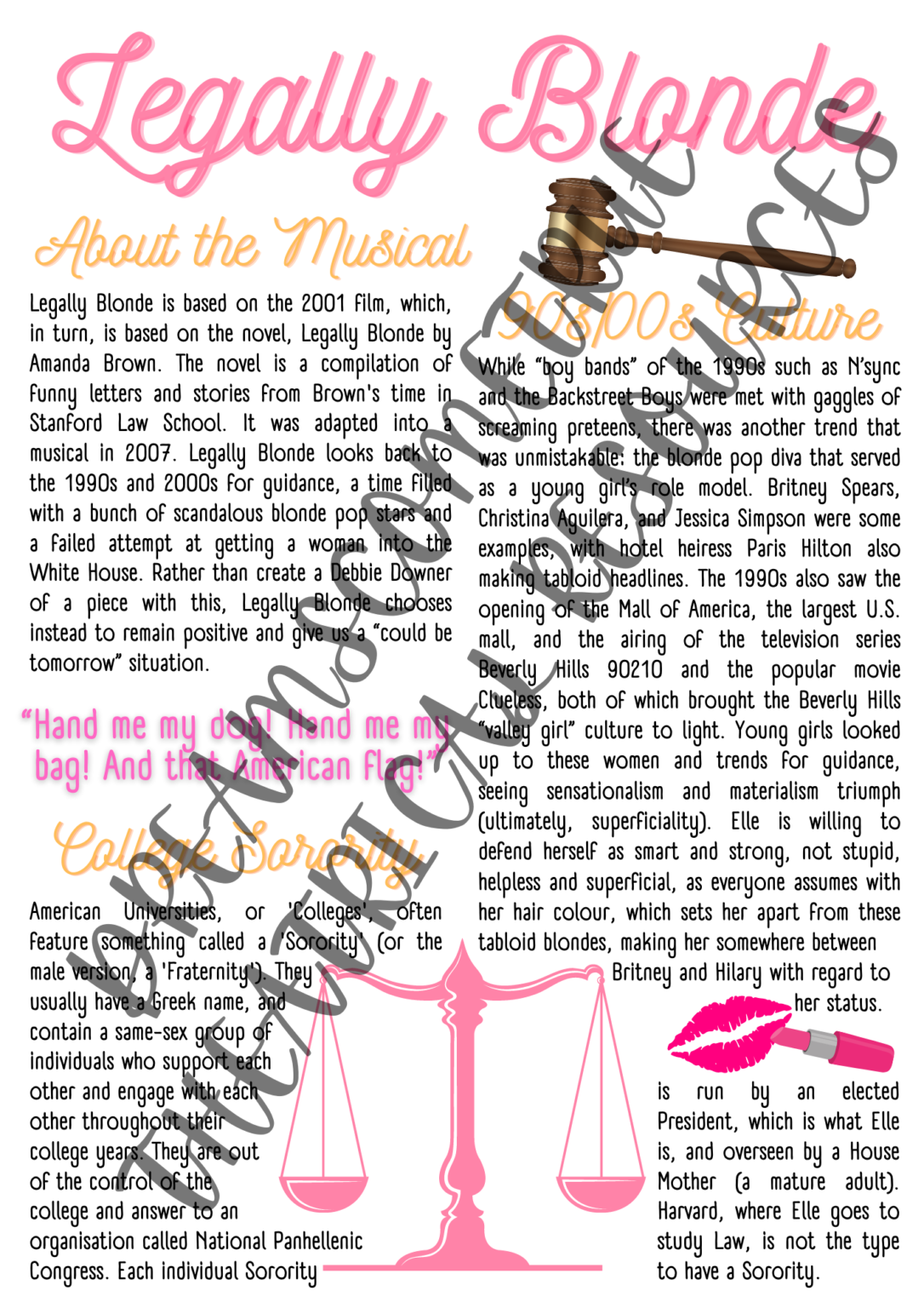 Teach the Context of ‘Legally Blonde’ with this Funky Printable