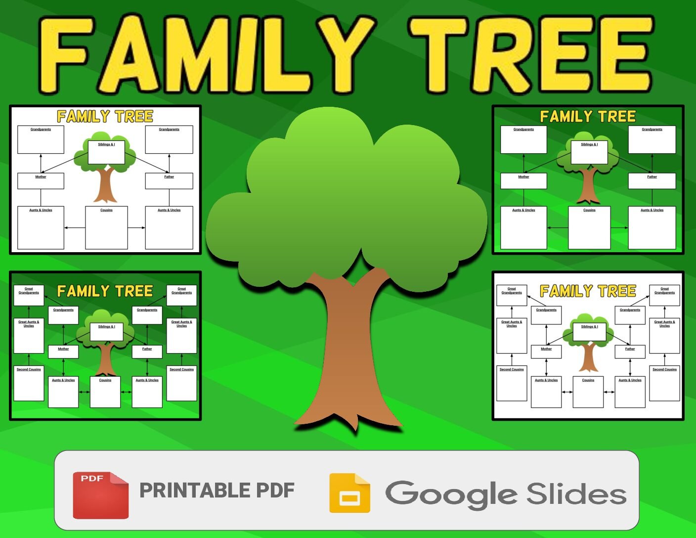 Editable Family Tree Template For Students In Google Slides