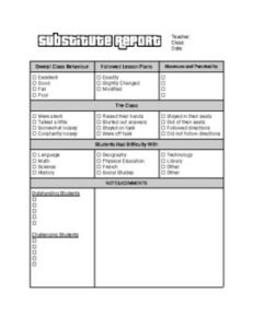 Stay Informed While Away: Printable Substitute Report Form