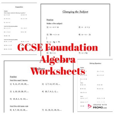 10 GCSE Foundation Algebra Worksheets - Free and Premium Teaching ...