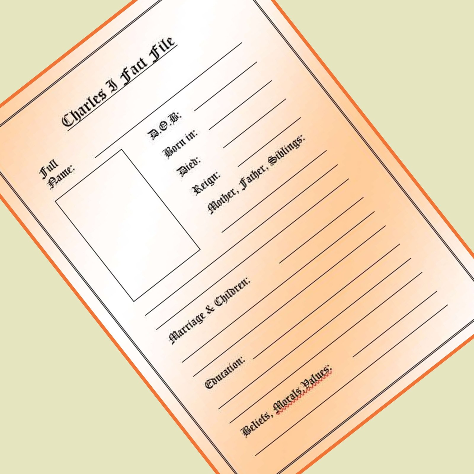 Charles I Scheme of Work: Fact File, Timeline, Mind Map, and More