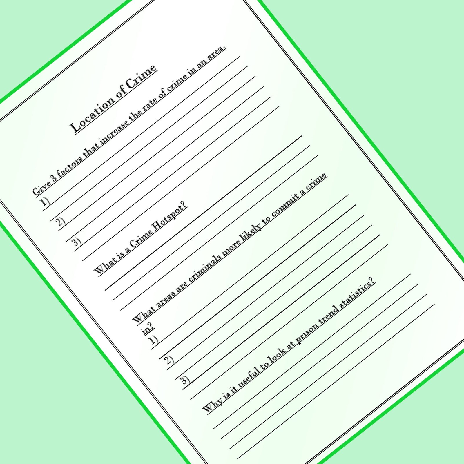Geography Crime Worksheets - Free and Premium Teaching Resources ...