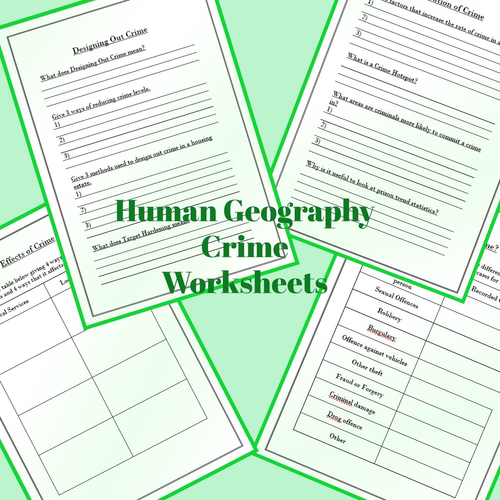 Geography Crime Worksheets - Free and Premium Teaching Resources & Worksheets | Lesson Planned