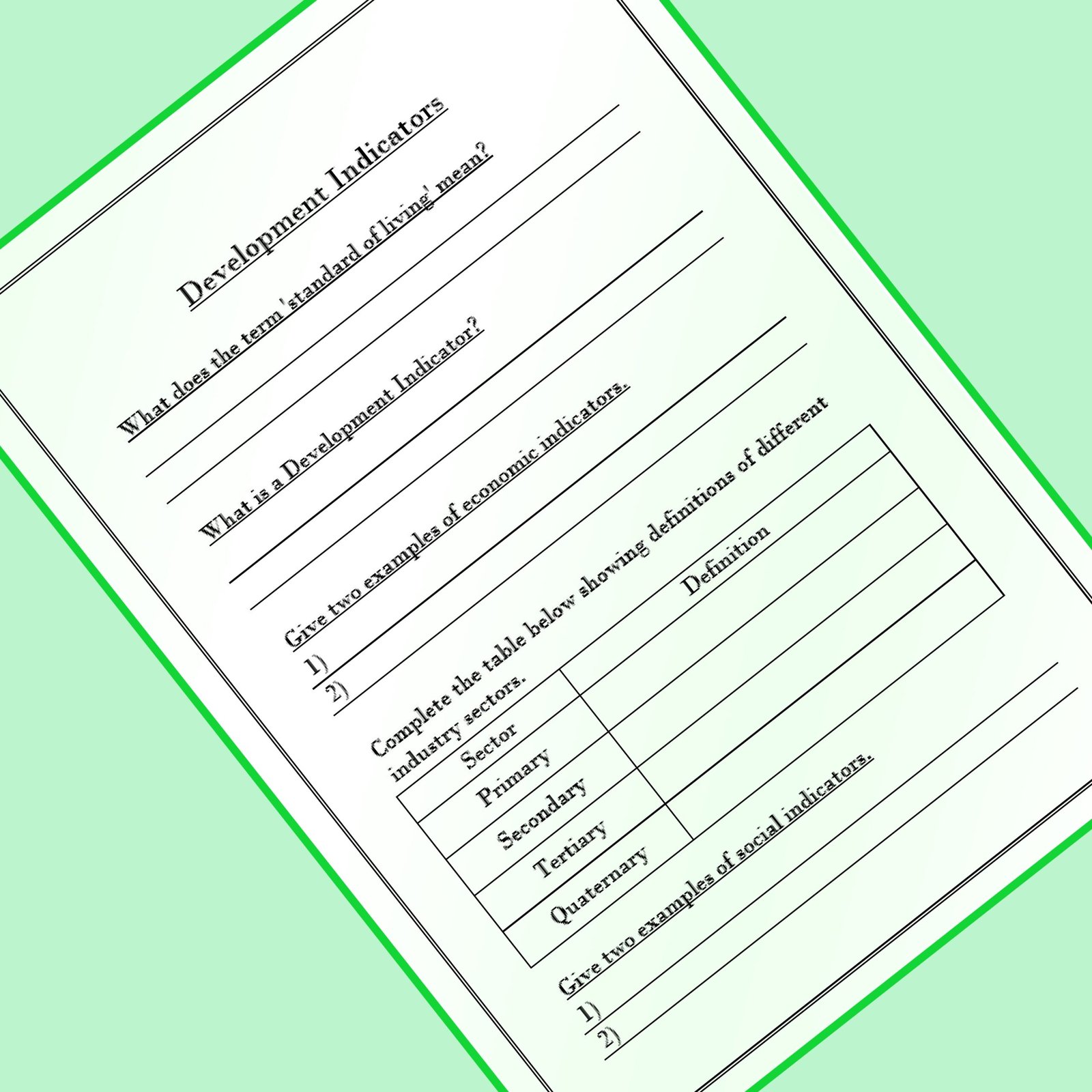 Teach Development with our Adaptable KS3 Geography Worksheets
