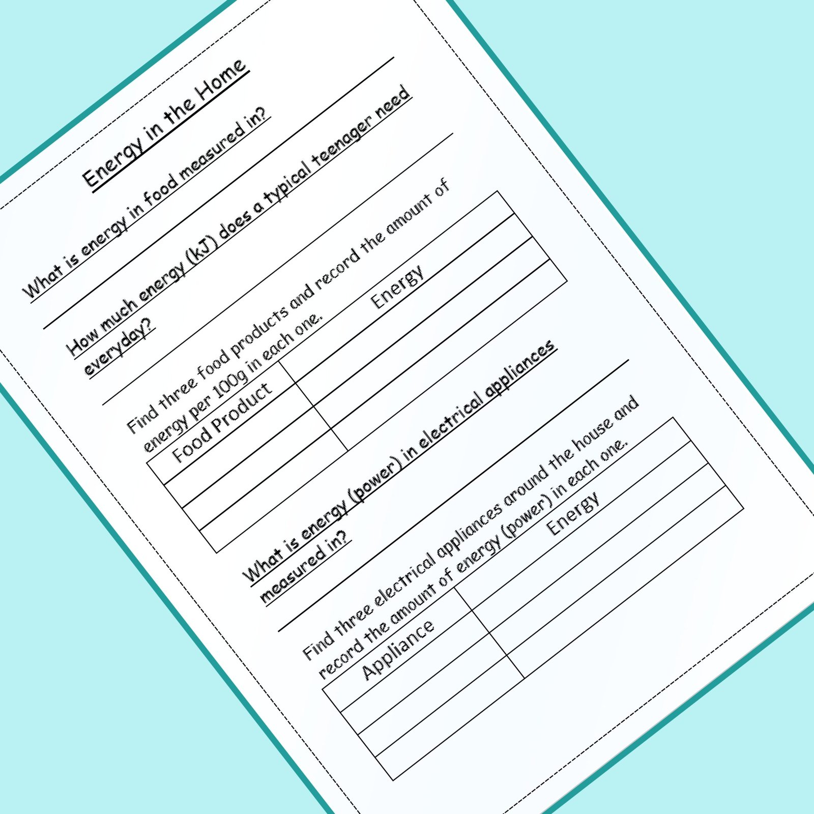 Support KS3 Physics Teaching with Engaging Energy Worksheets