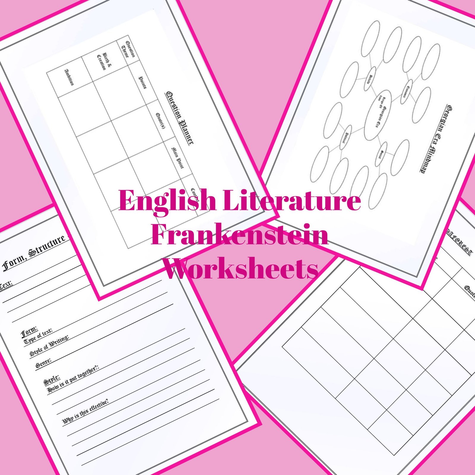 5 Worksheets to Help Students Study Frankenstein: Mary Shelley Fact ...