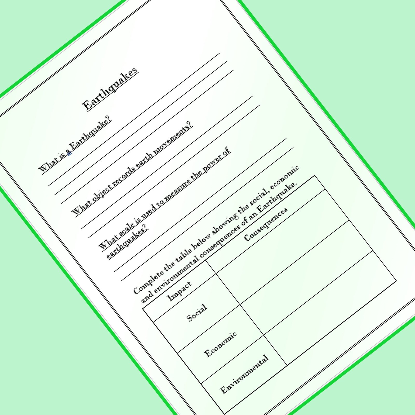 KS3 Geography Worksheets for Learning Natural Hazards - Plate Tectonics ...