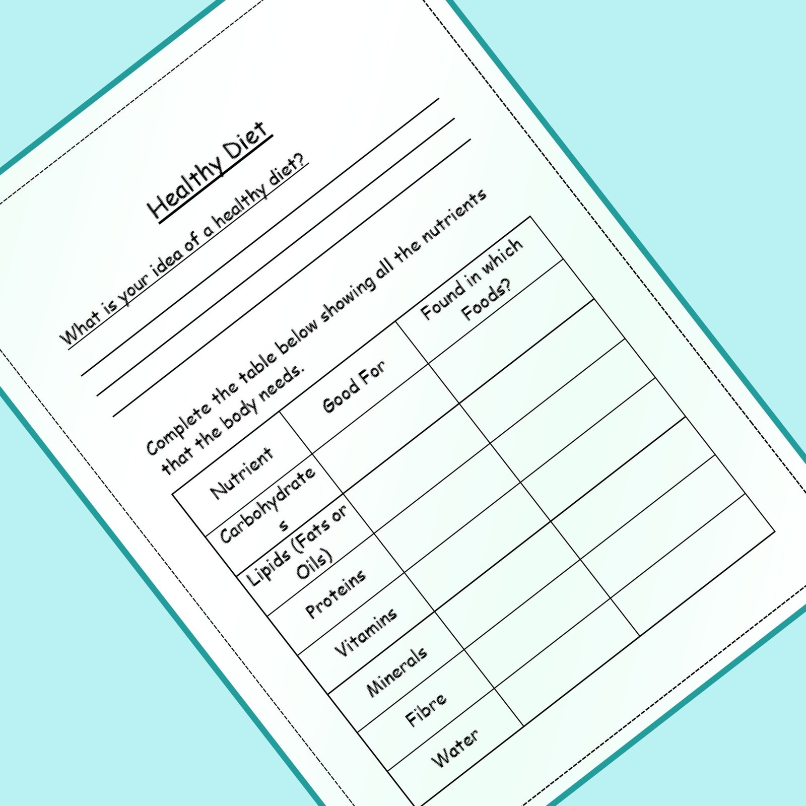 KS3 Biology Nutrition Worksheets with Carbohydrates, Lipids, Vitamins ...