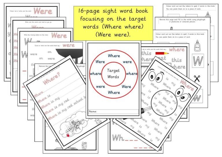 16-Page Sight Vocabulary Book: Where Where, Were Were