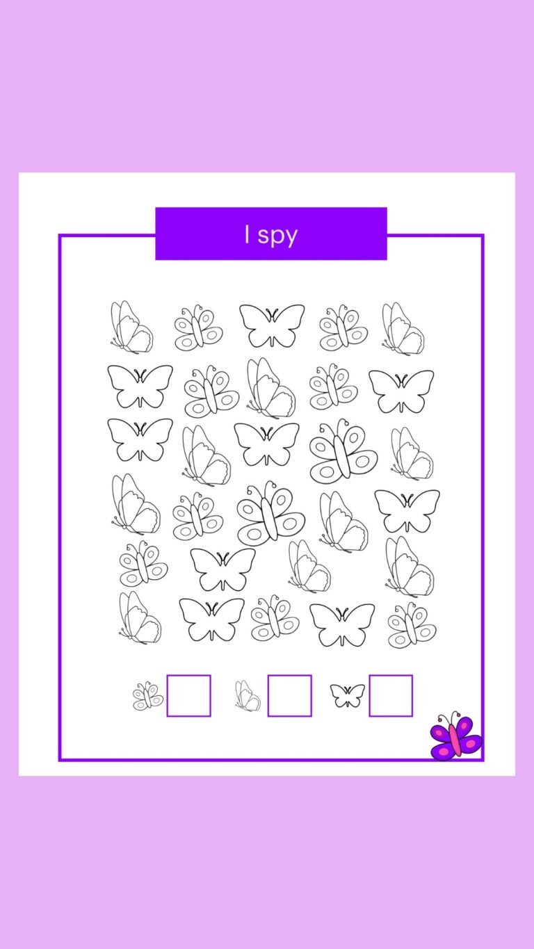 10 Printable I Spy Worksheets with Fun Designs of Flowers, Butterflies ...