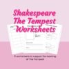 5 Worksheets to Aid Tempest Study: Shakespeare Fact File, Character ...
