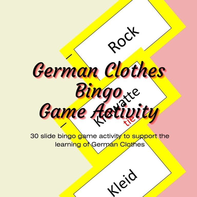 Engaging German Clothes Bingo Game: Revise Vocabulary with Excitement!