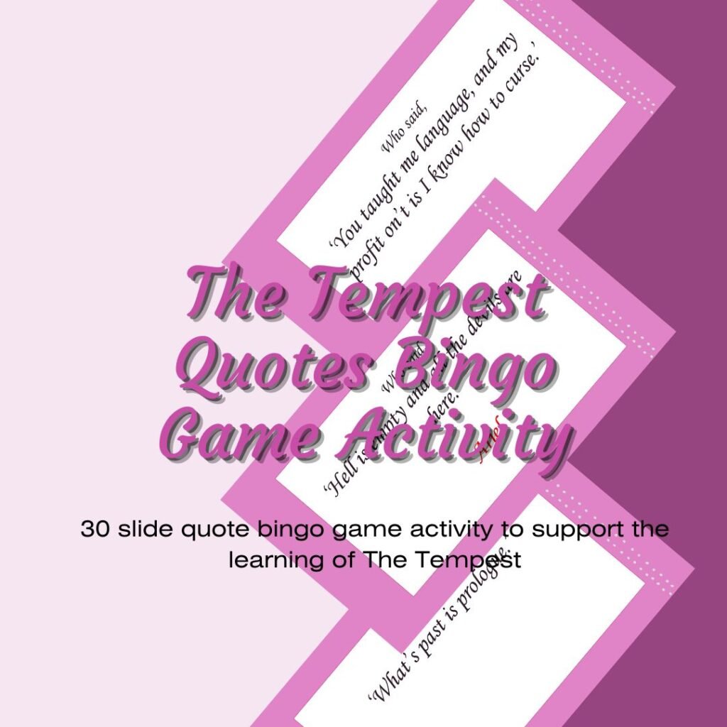 Engaging Tempest Quote Bingo Game: Revise Shakespeare's Play with ...