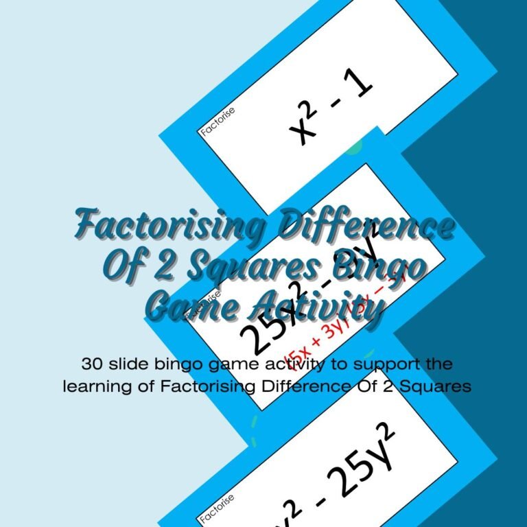 Engaging Factorising Difference Of 2 Squares Bingo Game: Interactive ...