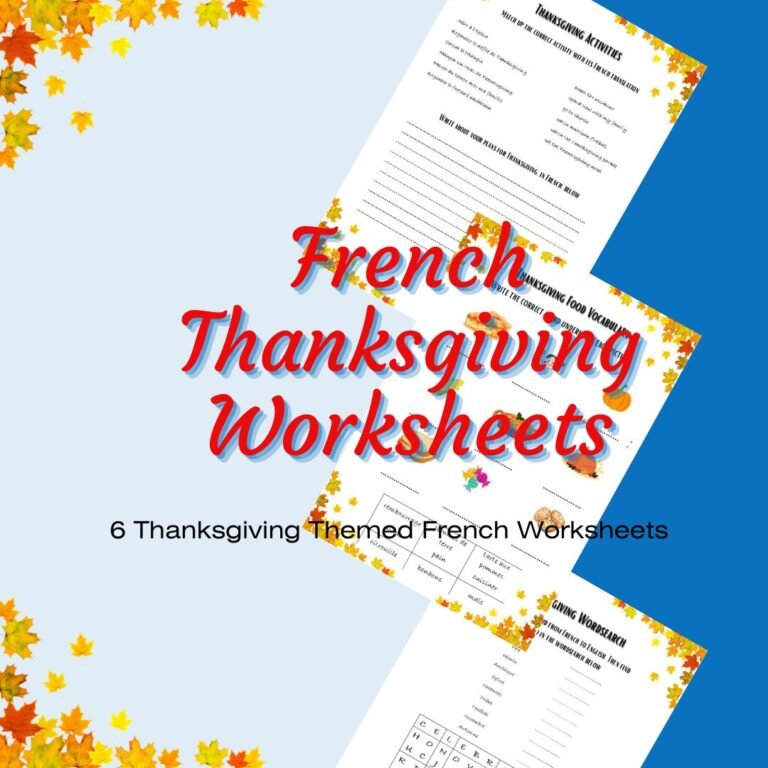 Engaging French Thanksgiving Worksheets for Vocabulary Acquisition and ...