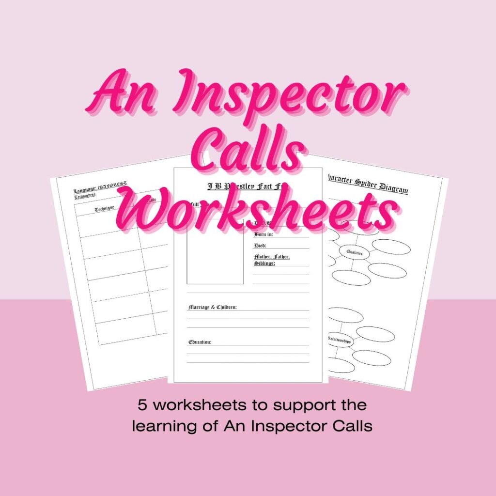 5 Worksheets To Help Students Study An Inspector Calls: Fact File, Mind ...