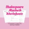 5 Macbeth Study Worksheets: Shakespeare Facts, Character Diagrams ...