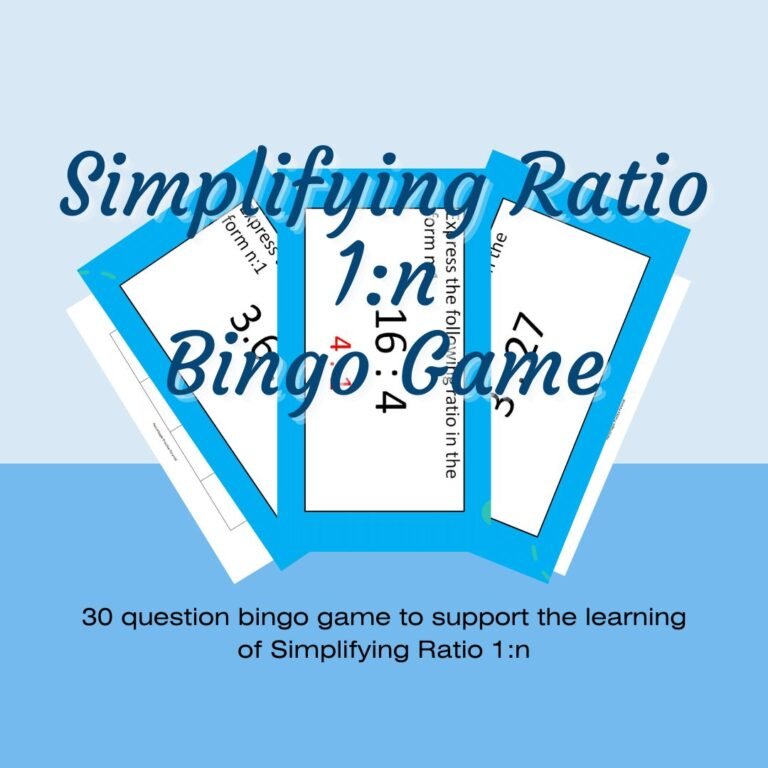 Engaging Maths Bingo Game: Simplifying Ratio 1:n Revision with ...