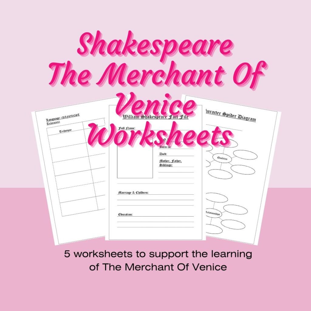 5 Worksheets to Help Students Study The Merchant Of Venice