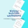 KS3 Biology Nutrition Worksheets with Carbohydrates, Lipids, Vitamins ...