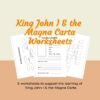 Worksheets for Learning King John I and the Magna Carta