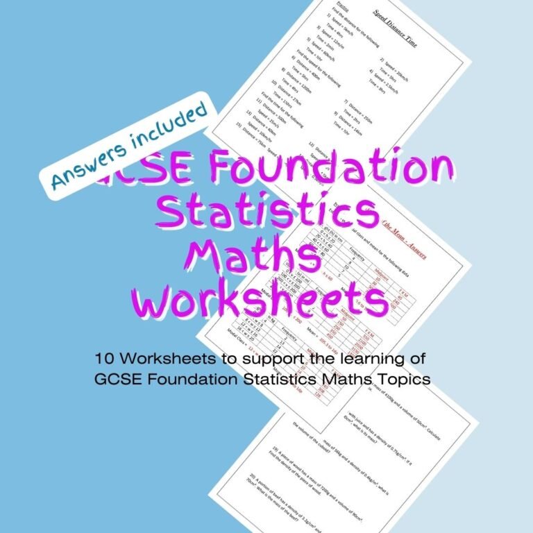 10 GCSE Statistics Worksheets for Foundation Level with Practice and ...