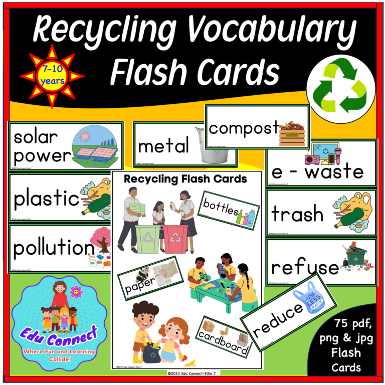 Engaging Recycling Flash Cards for Earth Day Activities