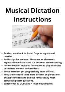 GCSE & A Level Musical Dictation Workbook: 15 Sets & Audio