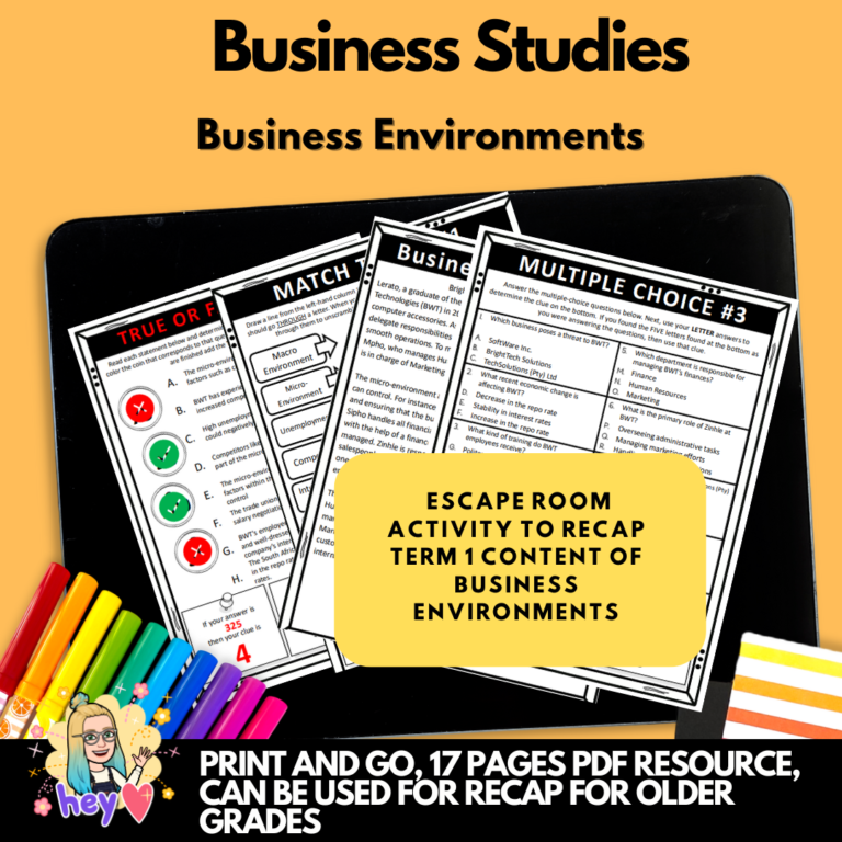 Engage Students: GCSE Business Studies Escape Room