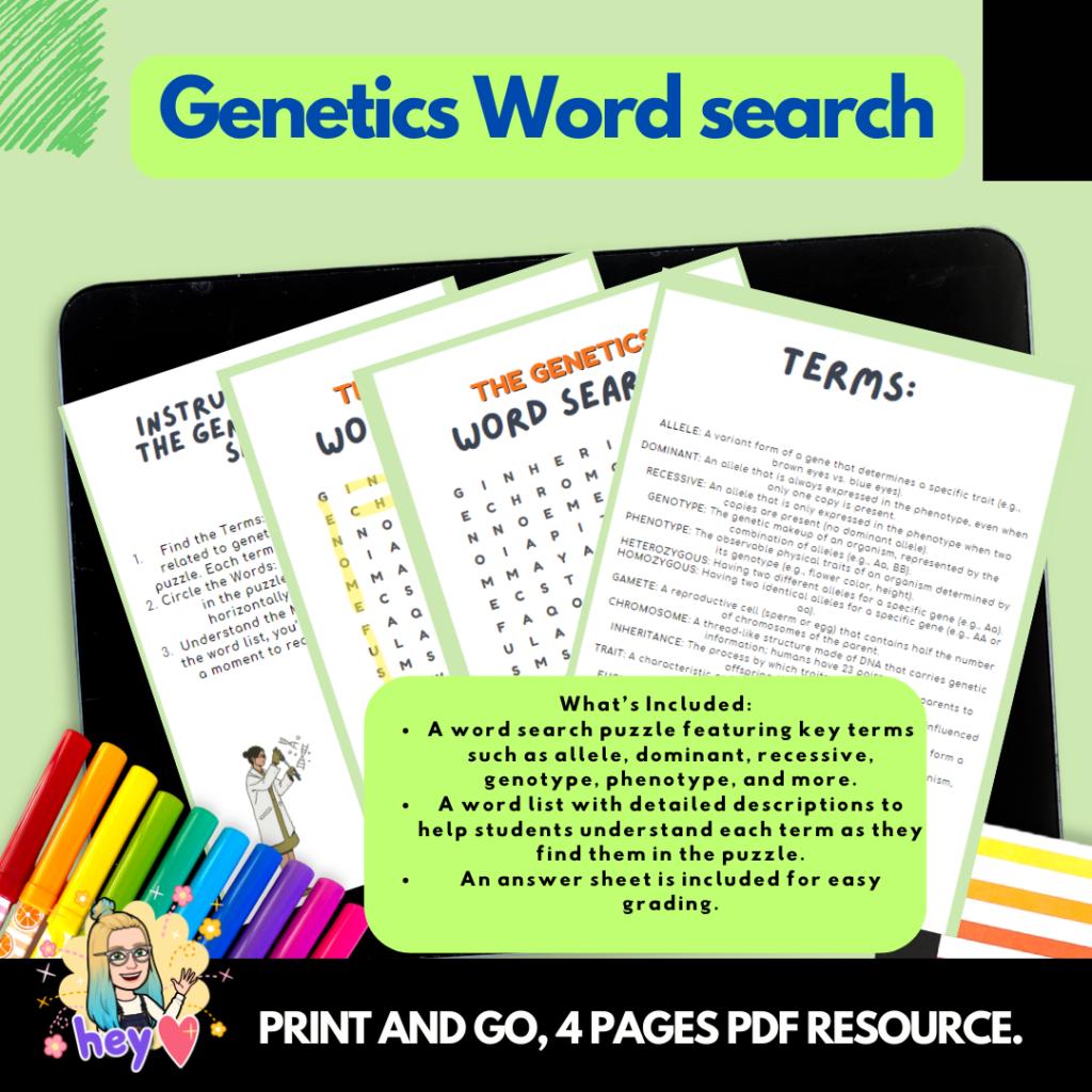 Engage Students with Genetics Word Search Puzzle