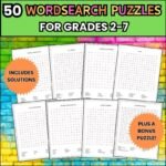 50 Fun Word Searches for Kids & Adults - Instant PDF