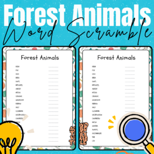 Forest Animals Word Scramble: Fun Printable for Kids