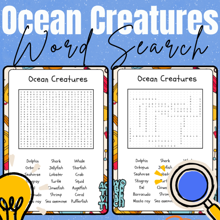 Explore Sea Life with Ocean Creatures Word Search