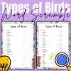 Bird Word Scramble Worksheet: Fun Educational Activity