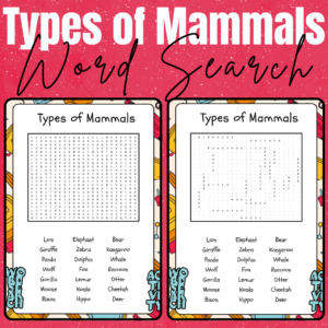 Printable Word Search: Discover Different Mammals