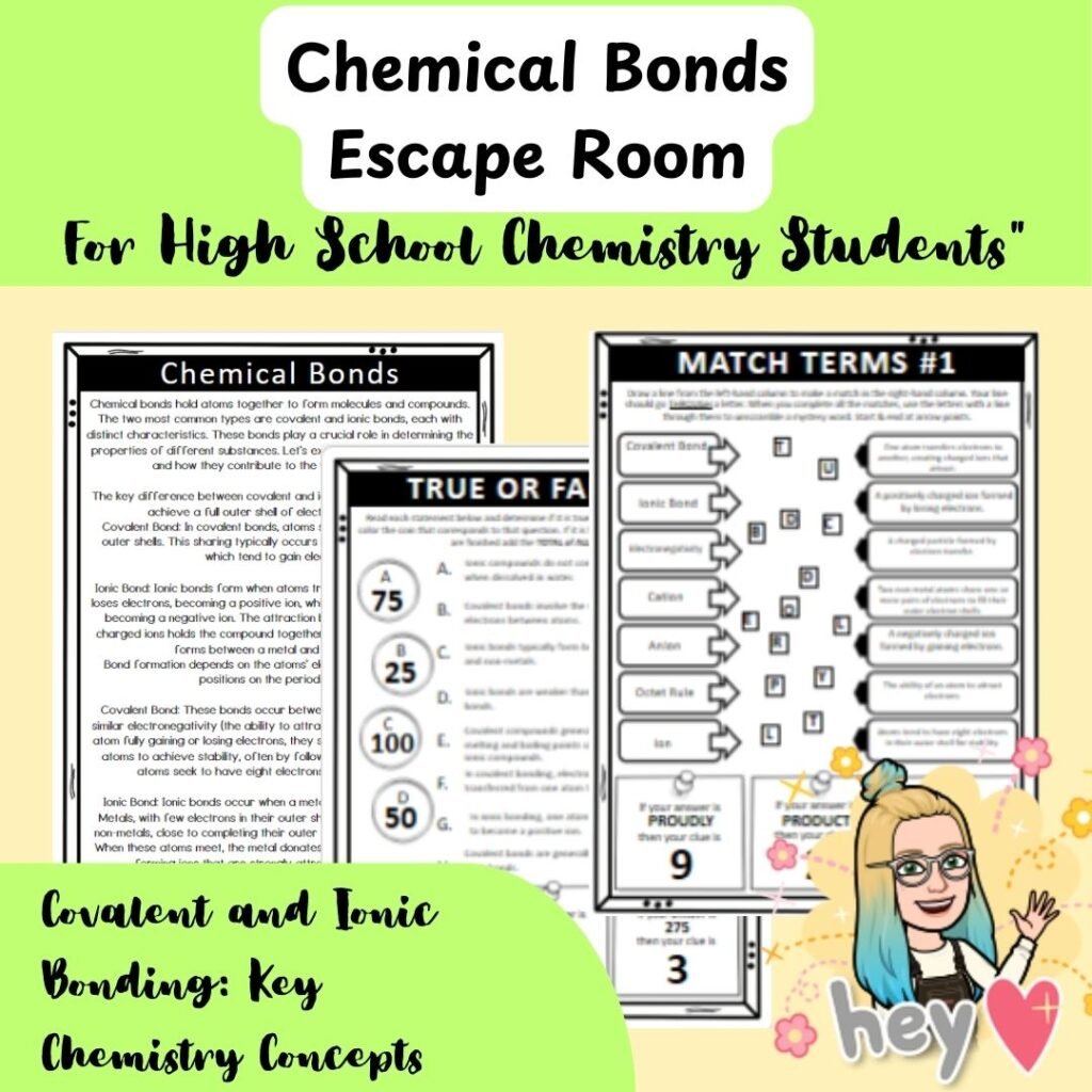 Chemistry Bonding Escape Room: Fun for KS3 and KS4