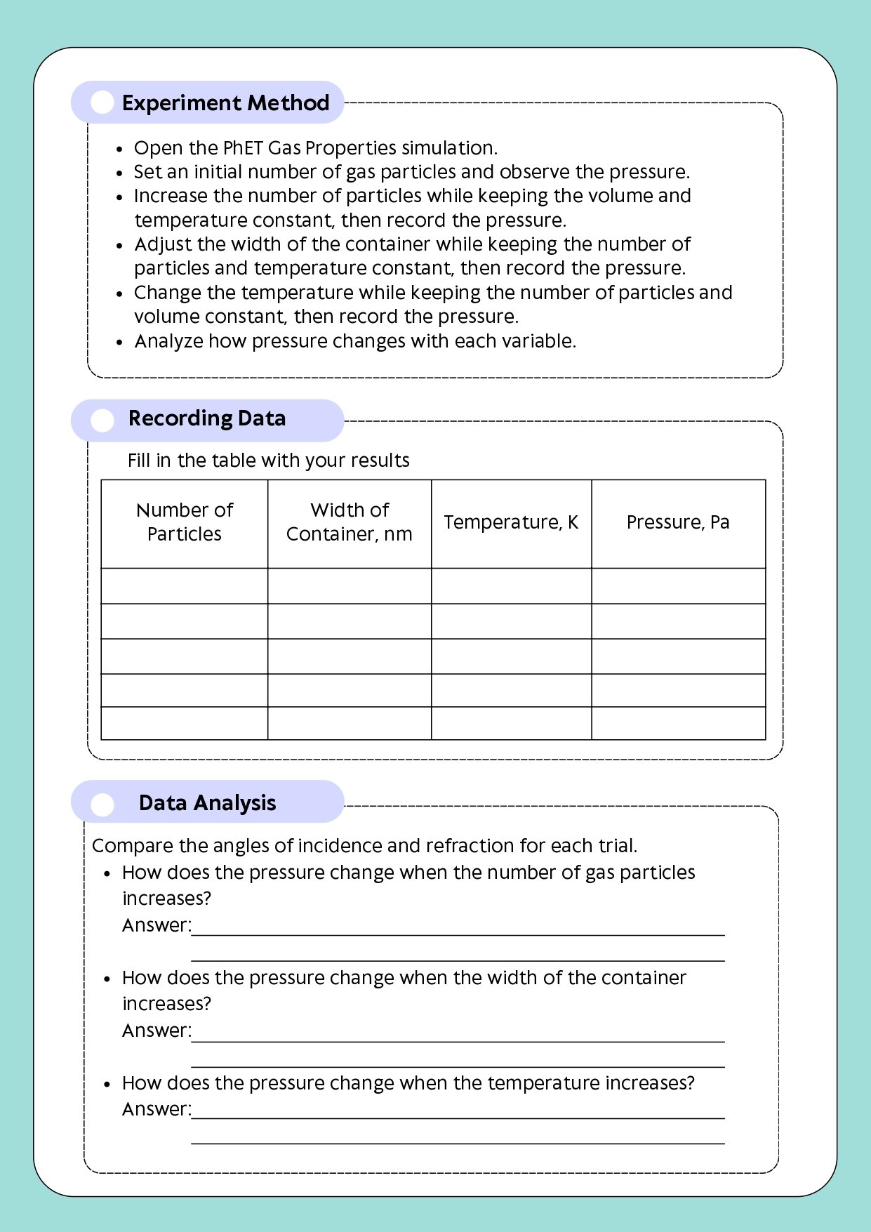 Year 8 Physics: Editable Inquiry Worksheet PDF