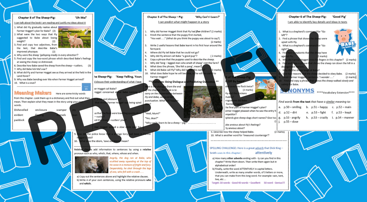 Sheep - Pig Comprehension Pack for Years 4 and 5 Plus SPAG Extension ...