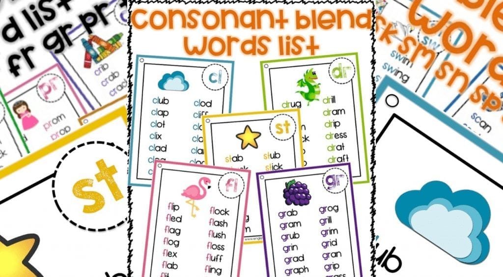Phonics Consonant Blends Word List Bundle with 21 Word Lists