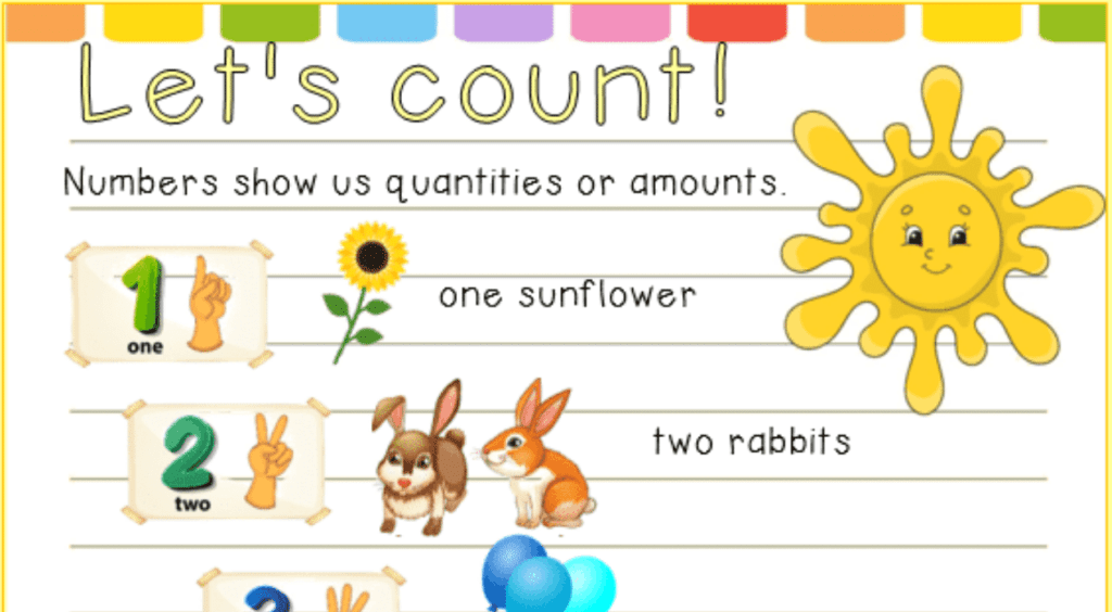 Colourful counting worksheet for young learners