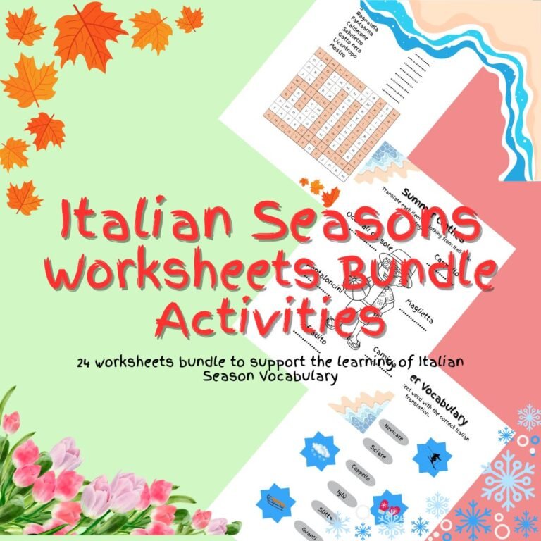Engaging Italian Vocabulary Worksheets for All Seasons