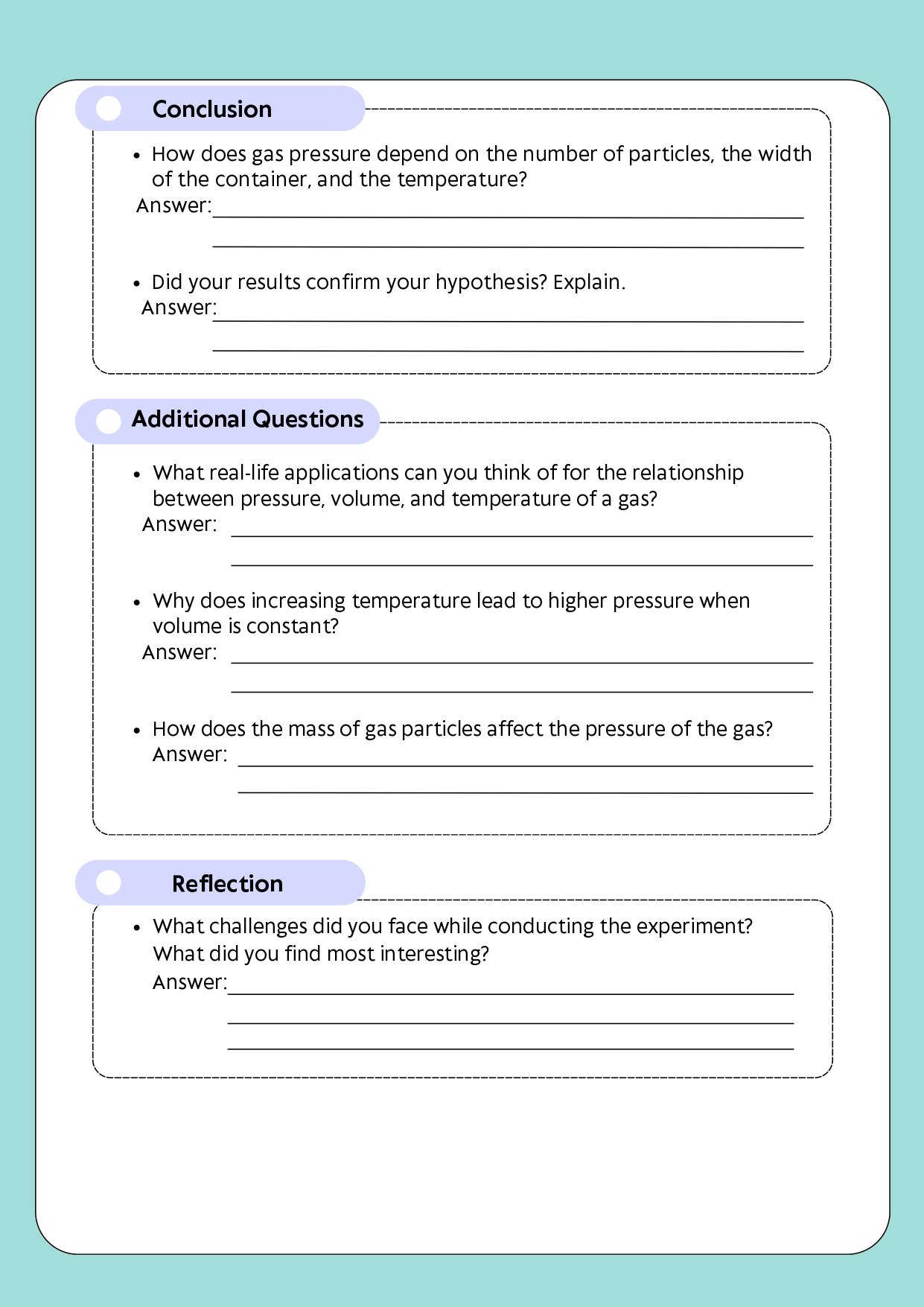 Year 8 Physics: Editable Inquiry Worksheet PDF